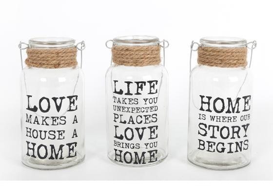 GW1437 / Scripted Glass Jars, 16.5cm | 22574 | Outdoor Living / Garden ...