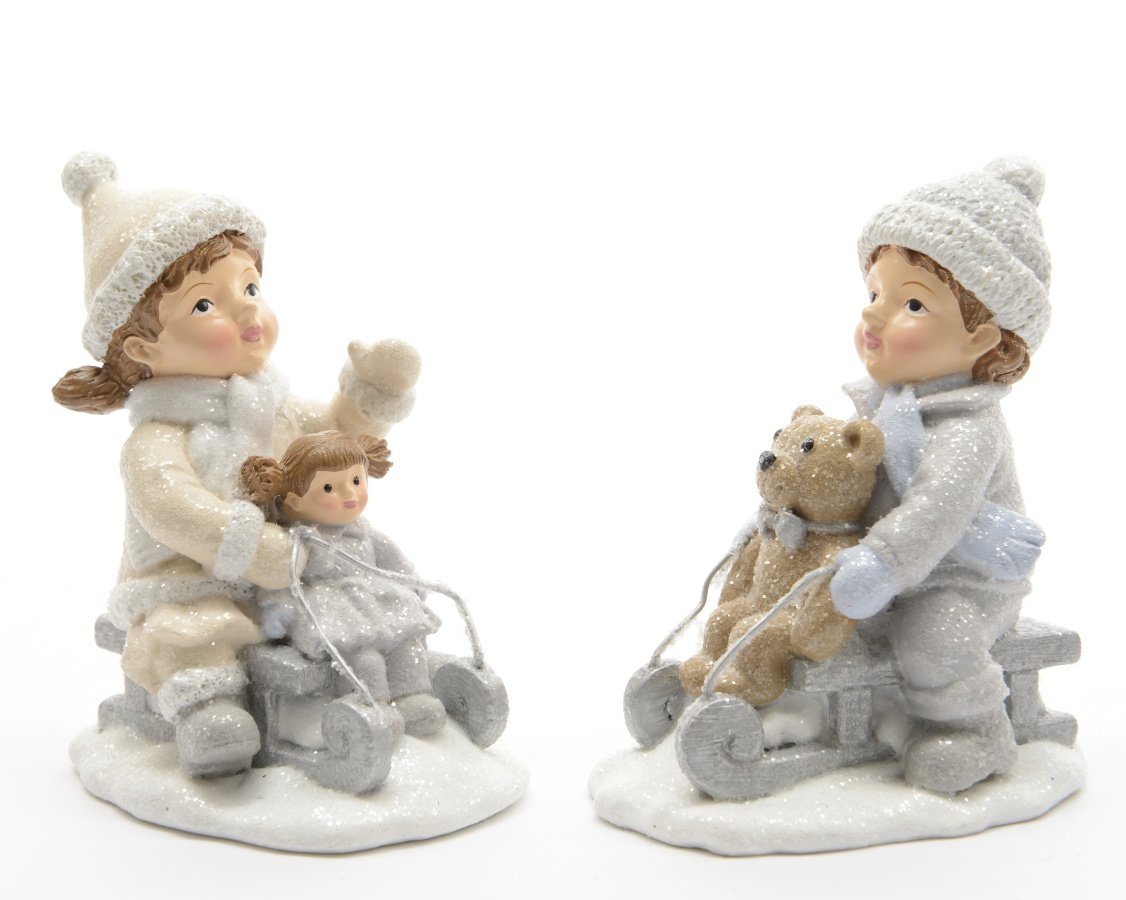 Polyresin Child On Sleigh, 2a | 24200 | Christmas / Wreaths and ...
