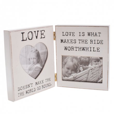 HLD356 / Wooden Double Photo Frame | 24329 | Interior Decor / Hearts ...