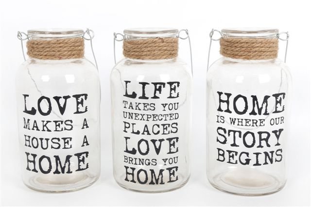 GW1438 / Glass Slogan Rope Jar Vase 20cm | 24371 | Interior Decor ...