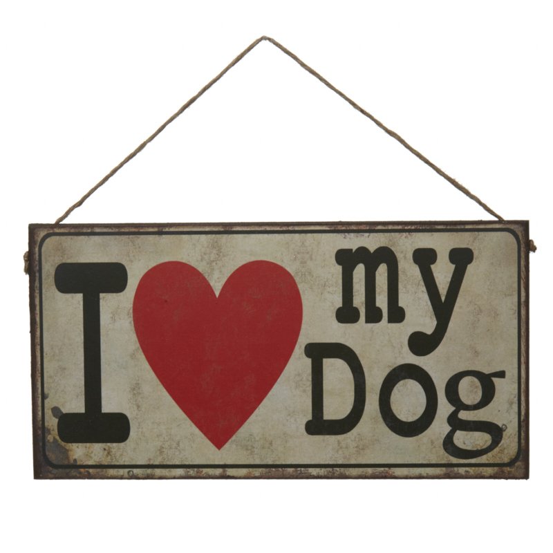 NHH016A / Rustic Metal Dog Love Sign 28cm | 24643 | | Rosefields