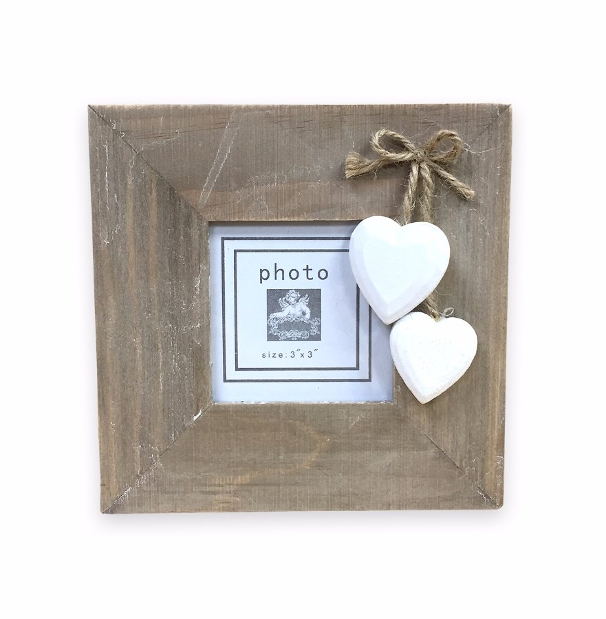 BYZ237S / Square Wooden Frame With Hearts 3x3 | 26825 | Homeware ...