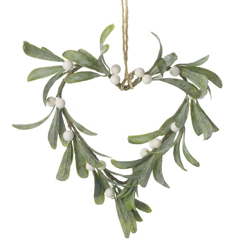 GG189A / Hanging Mistletoe Heart Decoration, 25cm | 33440 | Christmas ...
