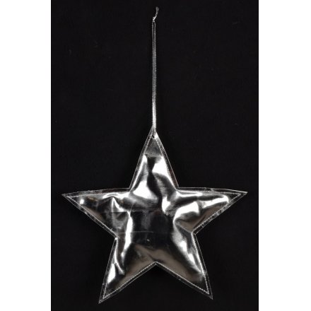 Silver Fabric Star Hanging Decoration | 33625 | Christmas / Hanging ...