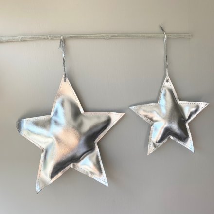 Silver Fabric Star Hanging Decoration | 33625 | Christmas / Hanging ...