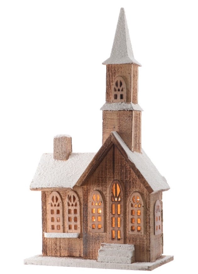 LED Wooden Church Decoration Large 50cm | 33739 | Christmas / Light Up ...