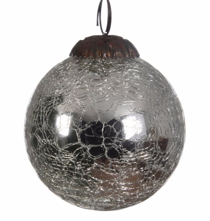 Cracked Silver Glass Bauble | 33849 | Christmas / Baubles ...