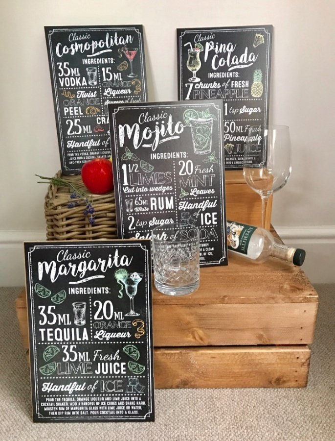 CK0008 / Cocktails Hanging Wooden Sign Mix 30cm | 35240 | Signs ...