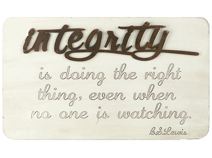 PCF049 / Integrity Word Concrete Plaque 36cm | 35476 | Signs & Plaques ...