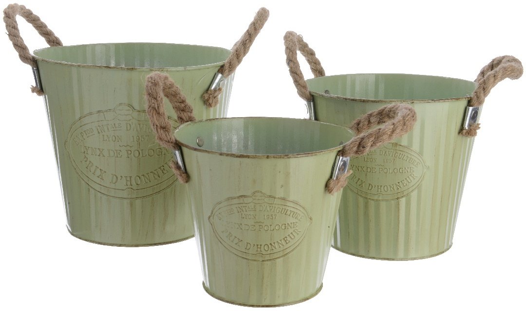 Pale Green Corrugated Buckets Set of 3 | 36915 | Interior Decor ...