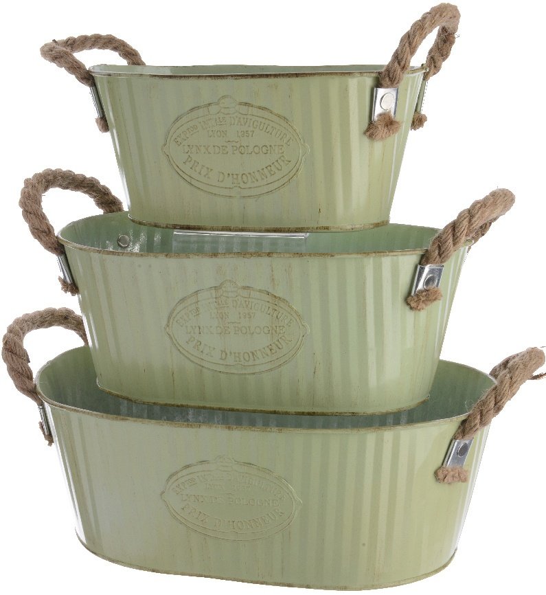 Pale Green Oval Buckets Set of 3 | 36916 | Interior Decor / Storage ...