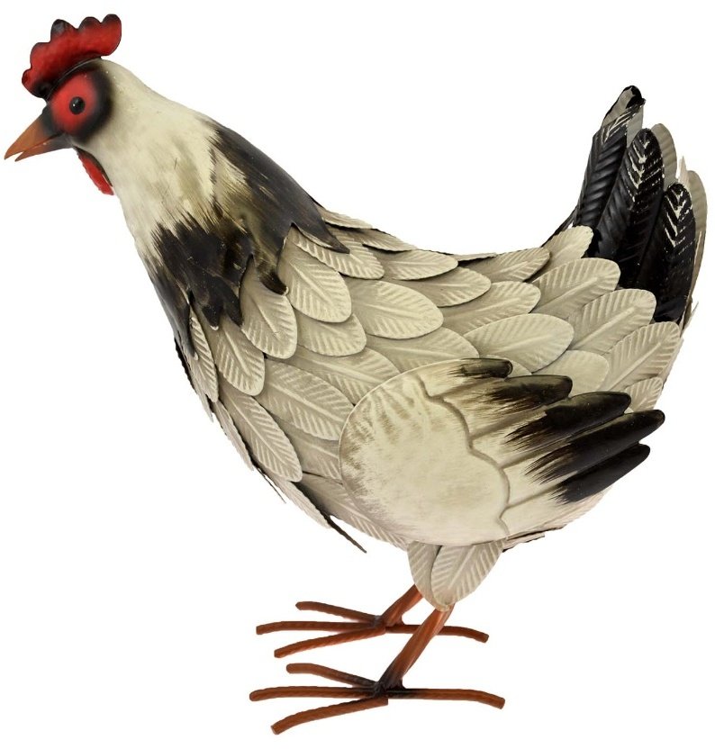 Black & White Hen Metal Garden Figure | 37245 | Outdoor Living / Garden ...