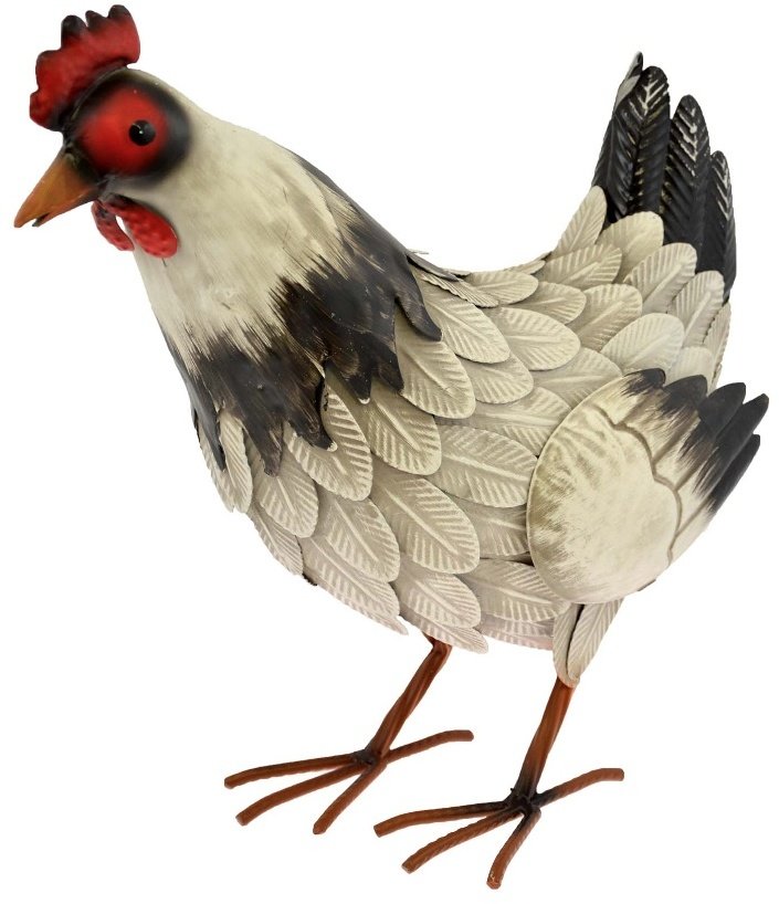 Black & White Hen Metal Garden Figure | 37245 | Outdoor Living / Garden ...