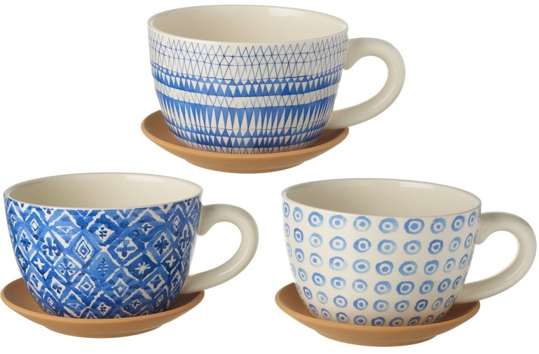 FDT031B / Geometric Blue Ceramic Cup and Saucers | 38212 | Interior ...
