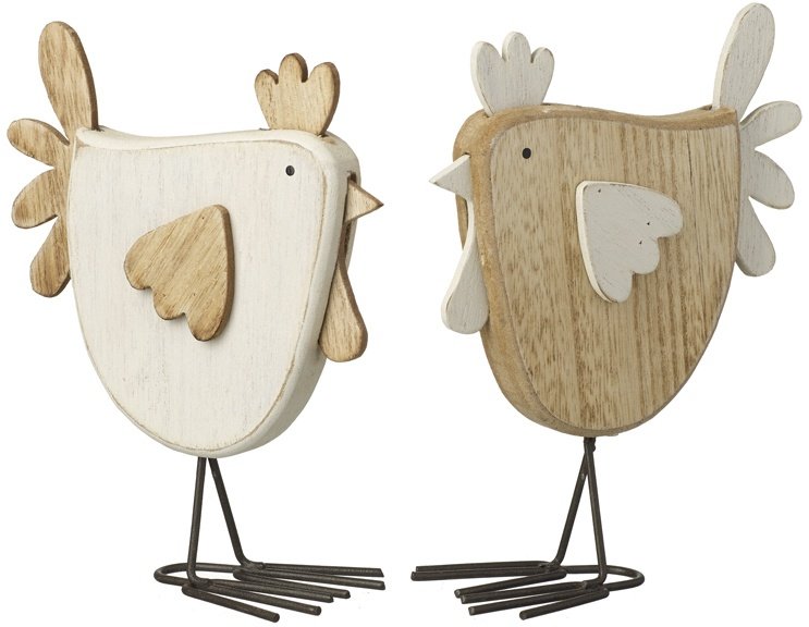 FFS123 / White and Natural Tone Wooden Chickens | 38216 | Interior ...