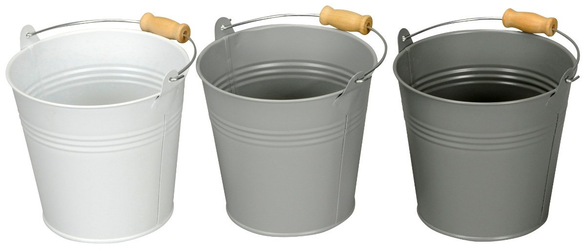 Grey Metal Bucket Mix - Grey | 38923 | Interior Decor / Storage ...