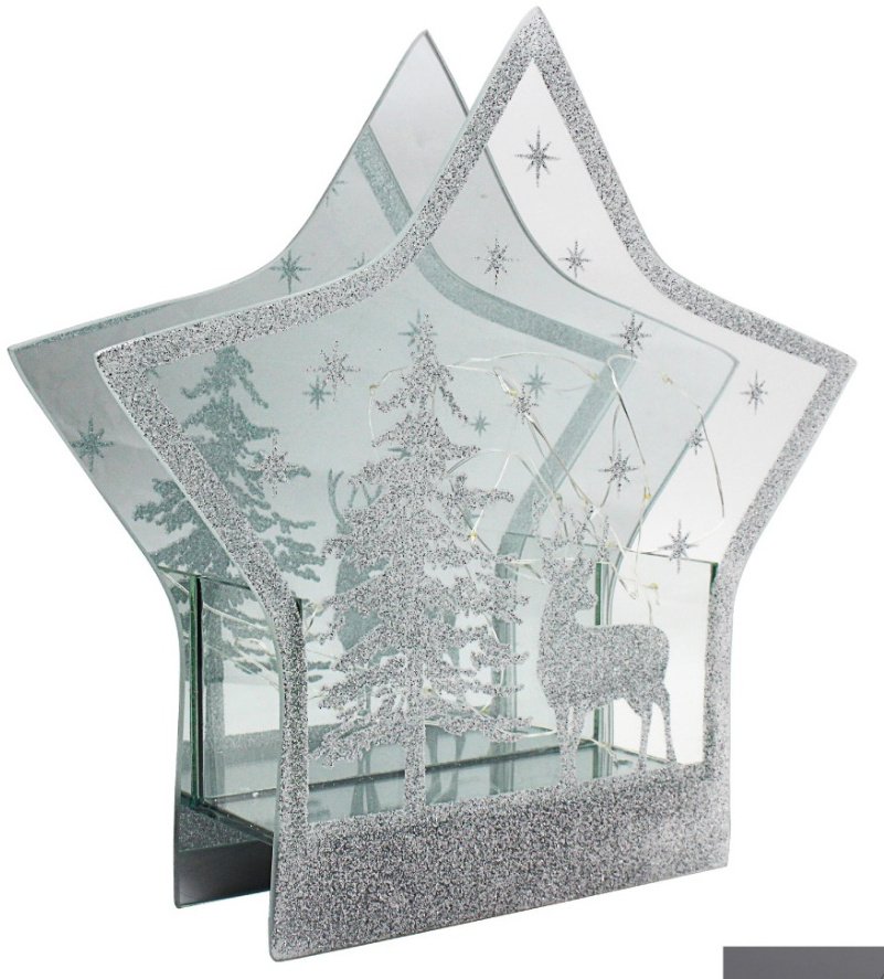 LP68269 / Large Glittered Glass Mirror Star With LED | 38986 ...