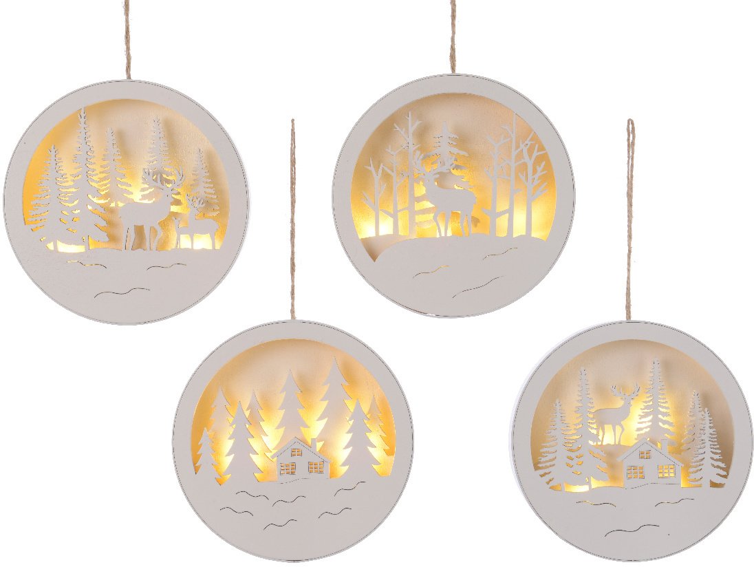Hanging LED Winter Scene Decorations Mix 14cm | 39219 | Christmas ...