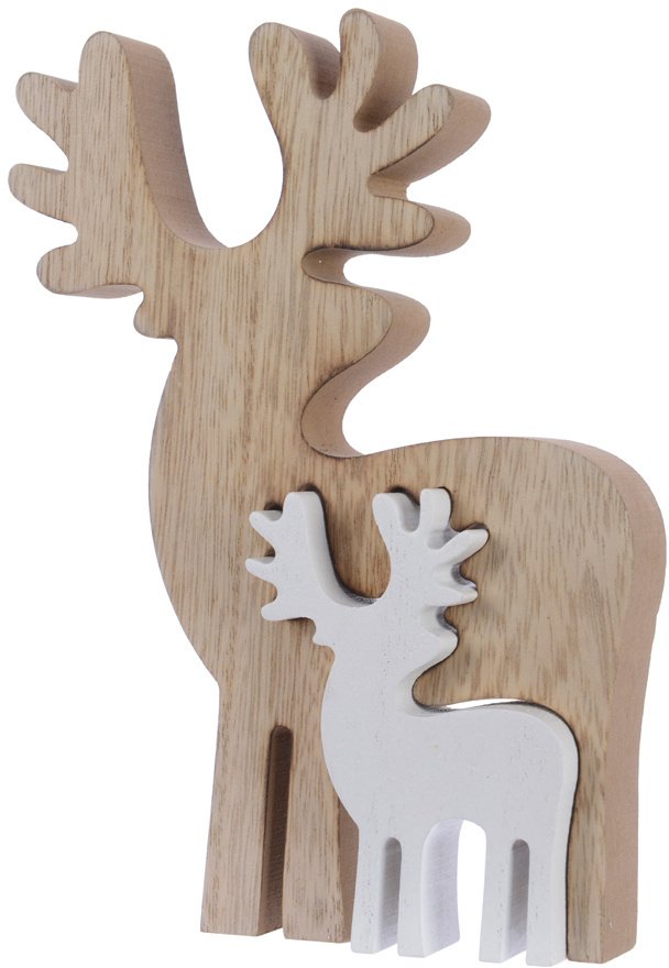 Natural Wooden Reindeer Block | 39411 | Christmas / Standing ...