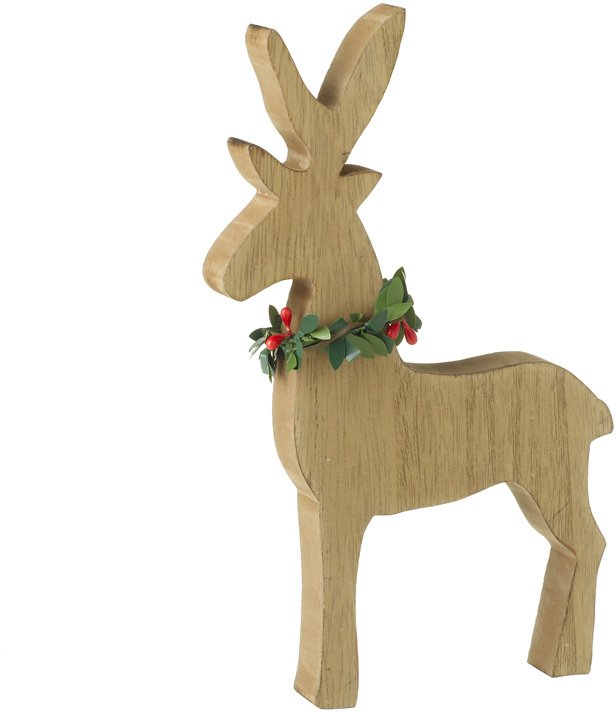 TLA275B / Large Natural Wooden Reindeer Figure 23cm | 39951 | Christmas ...