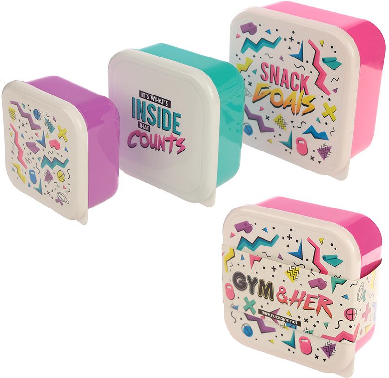Gym & Her Lunch Boxes, Set Of 3, 11.5 x 5.5 cm | 40375 | Interior Decor ...