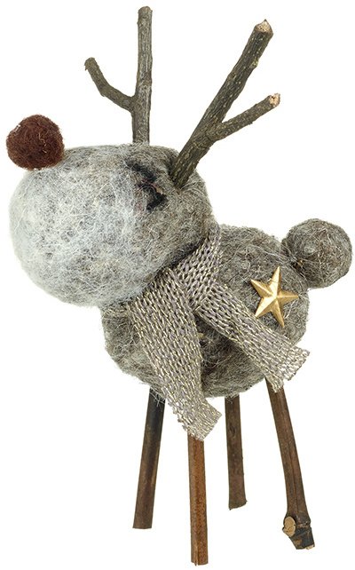 NGY118 / Woollen Grey Reindeer 19cm | 40644 | Christmas / Standing ...