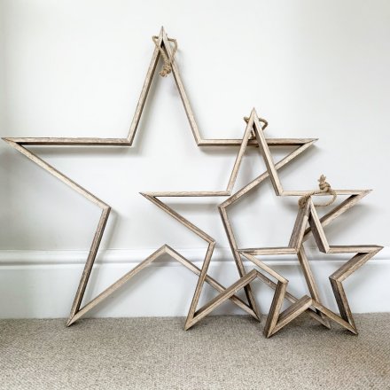 TLC014C / Large Natural Wooden Frame Star 70cm | 41027 | Christmas ...
