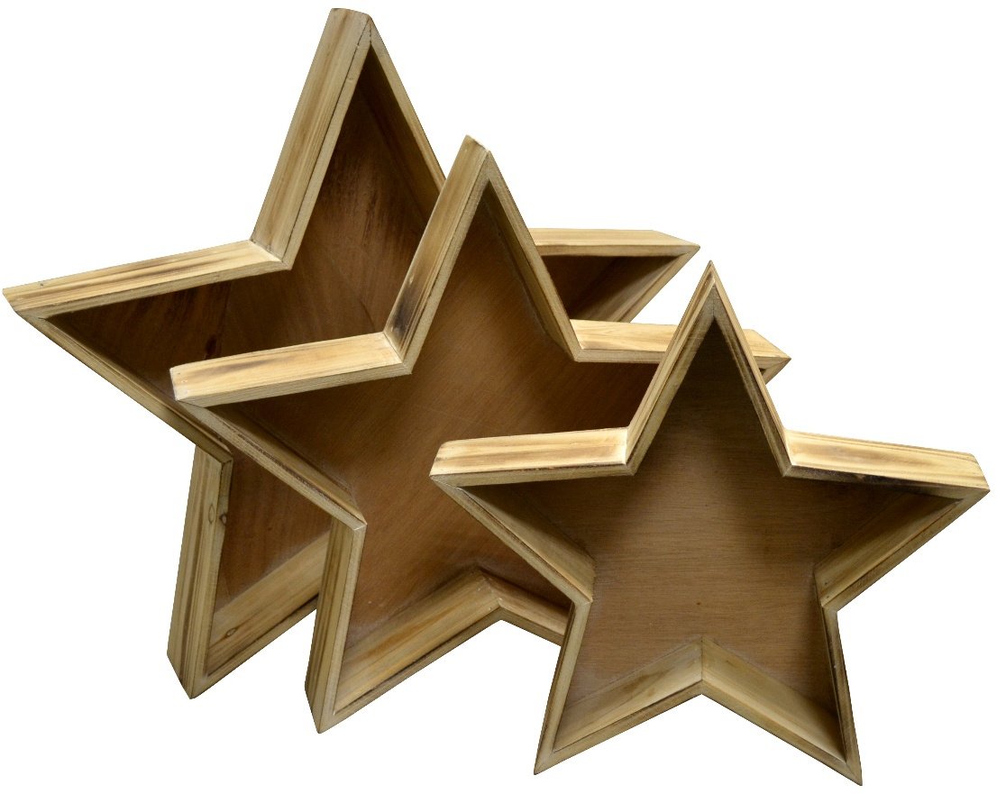 Set of 3 Natural Wooden Star Trays | 41862 | Interior Decor ...