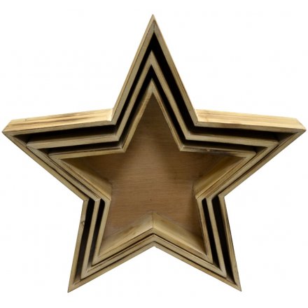Natural Wooden Set of 3 Star Trays | 41862 | Homeware / Storage ...
