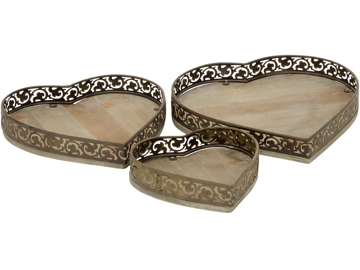 Wooden Heart Trays, Natural | 42054 | Kitchen & Dining / Trays ...