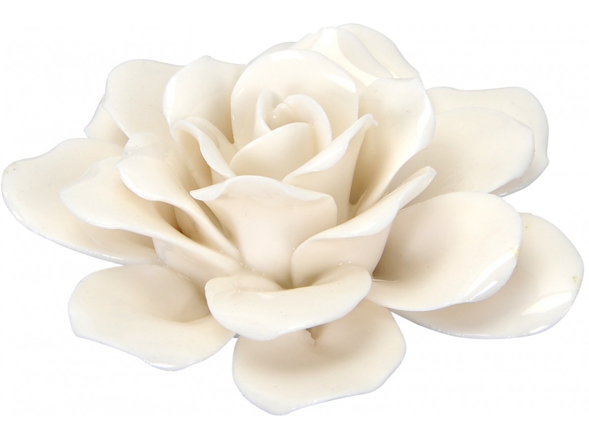 Ceramic White Rose, 9.5cm | 42183 | Interior Decor / Decorations and ...