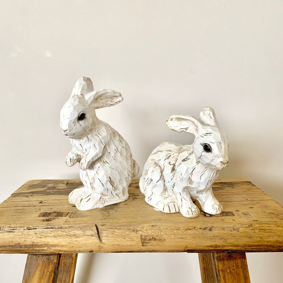 Wood Effect White Rabbit, 14.5cm | 42553 | Homeware / Decorative ...