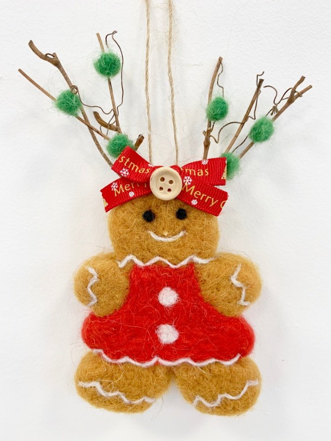 Fuzzy Felt Hanging Gingerbread Woman, 15cm | 44082 | Christmas ...