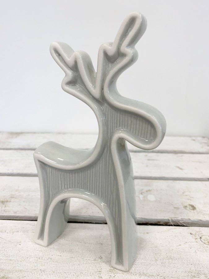 Standing Ceramic Grey Reindeer, 19.5cm | 44109 | Christmas / Ornaments ...
