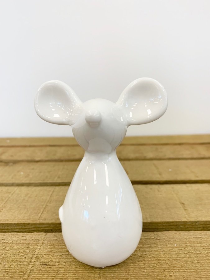 Medium White Ceramic Mouse, 15cm | 44114 | Christmas / Standing ...