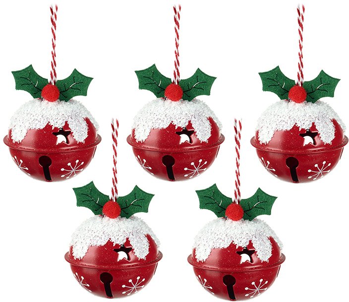 TLA454 / Pack of 5 Hanging Red Bells | 44458 | Christmas / Hanging ...