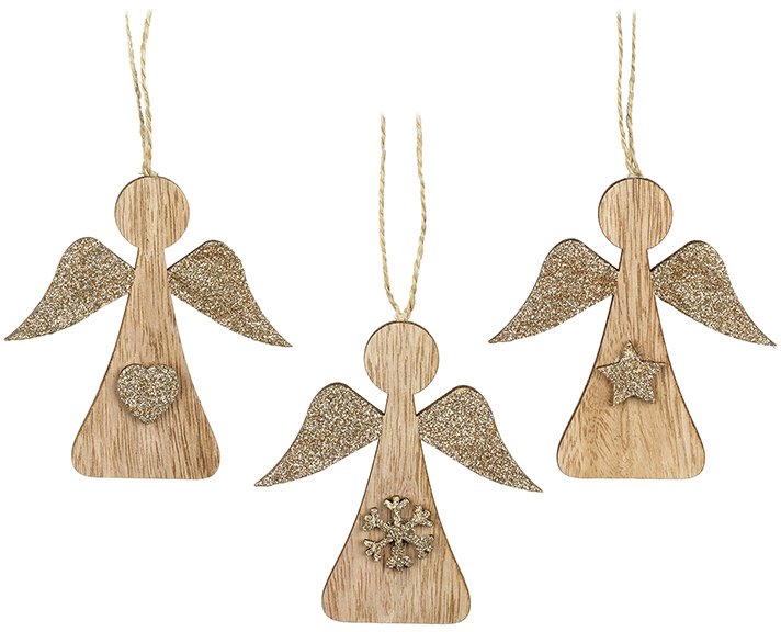 ZFF079 / Assorted Wooden Angel Hangers 10cm | 44503 | Christmas ...