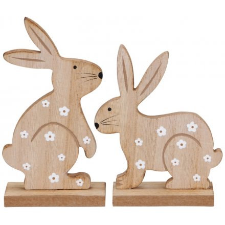 Wooden Bunnies With Flower Prints | 44551 | Interior Decor / Ornamental ...