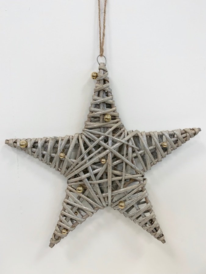 Gold Bauble Wicker Star, 30cm | 44729 | Christmas / Wreaths and ...