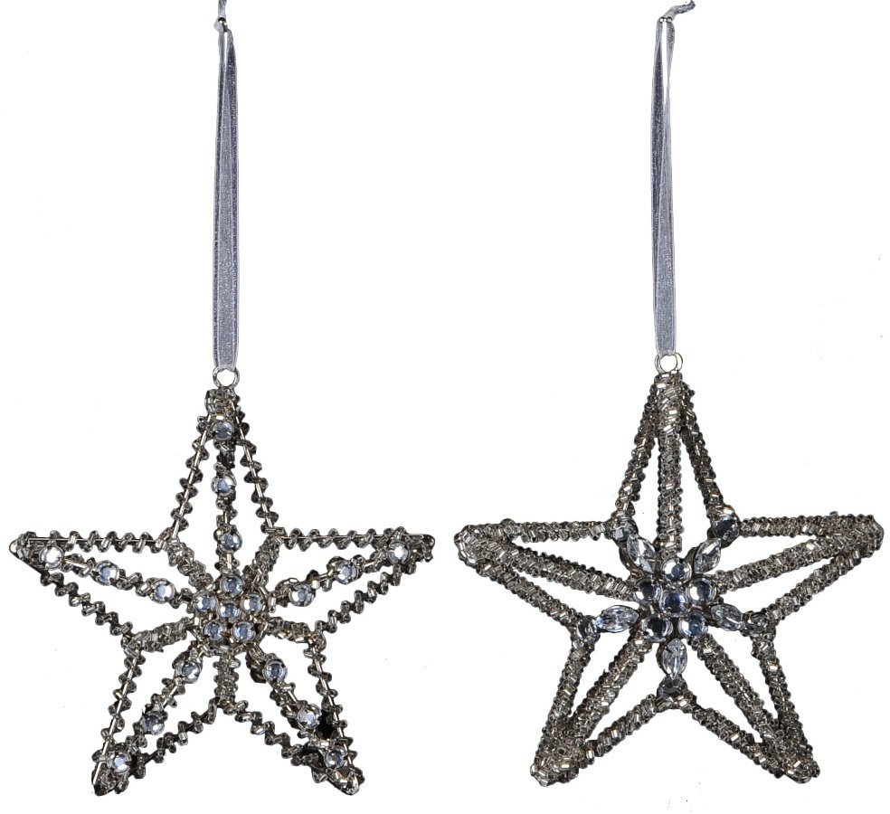 Hanging Sparkly Silver Star Decorations | 44935 | Christmas / Hanging ...