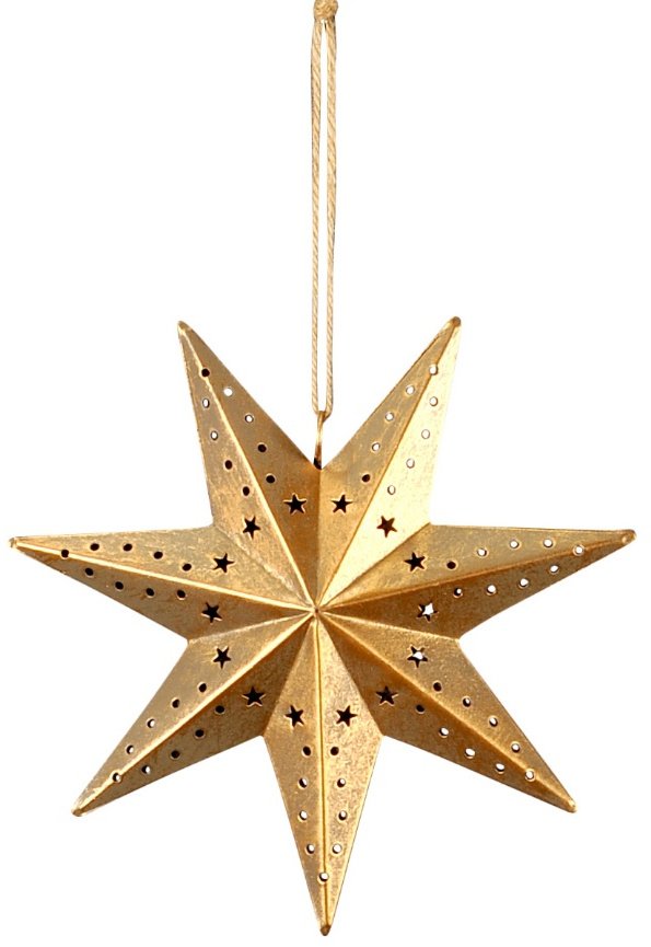Hanging Gold Metal Star, 12cm | 45018 | Christmas / Hanging Decorations ...
