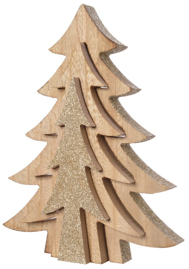 Gold Glitter MDF Tree Block | 45230 | Christmas / Ornaments | Rosefields