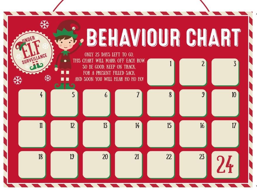 XELF0026 / Elf Surveillance Behaviour Chart | 45464 | Christmas ...