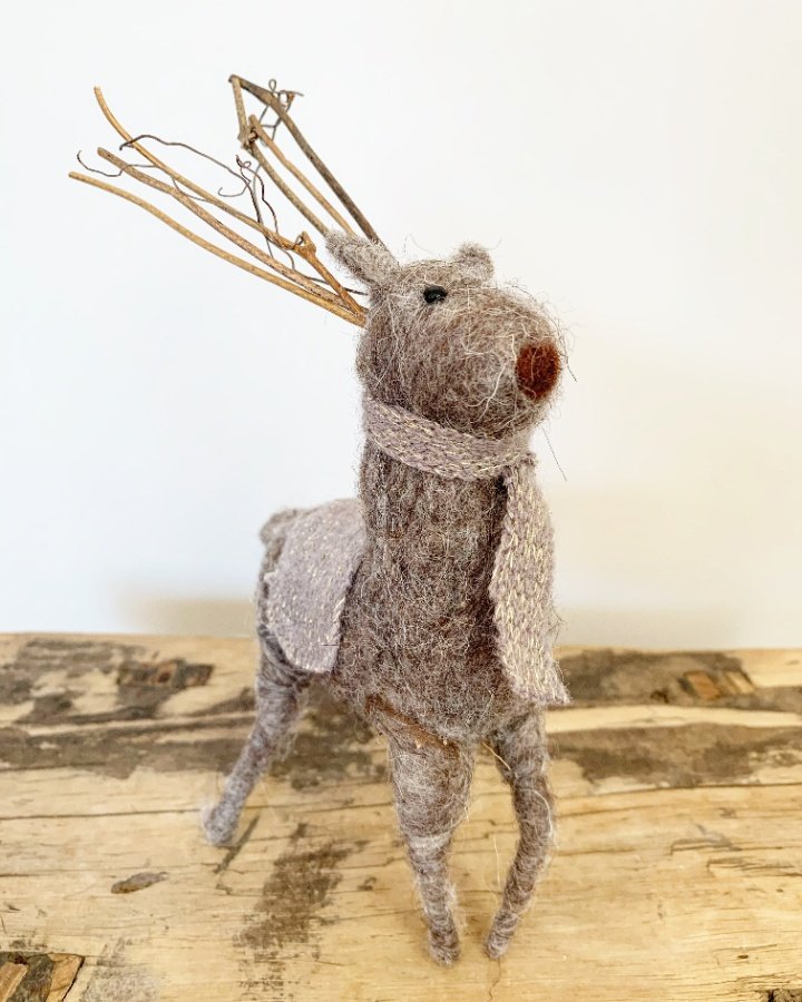 Woolly Grey Reindeer 15cm | 45806 | Christmas / Ornaments | Rosefields