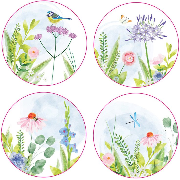 Set of 4 Botanical Garden Coasters | 45886 | Kitchen & Dining / Trays ...