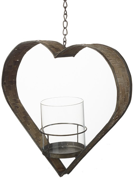 HOS023B / Rustic Hanging Heart T-Light Holder | 45932 | Interior Decor ...