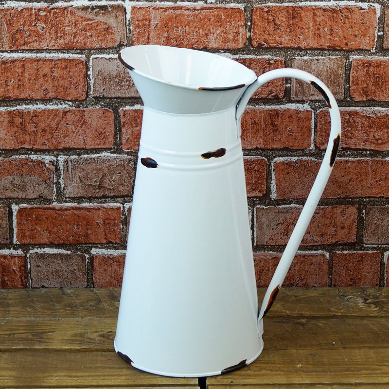 Medium White Distressed Jug, 33cm | 46059 | Homeware / Jugs & Vases ...