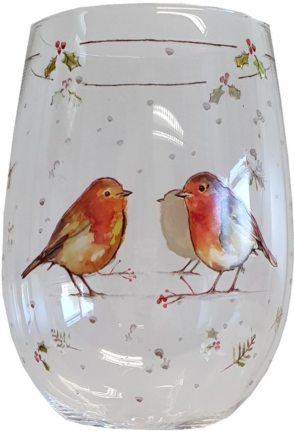 LP51118 / Illustrated Winter Robin Stemless Flute Glass | 46165 ...