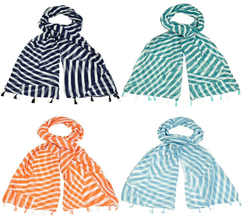Colourful Summer Stripe Scarves - 4ass | 46342 | Ranges / Scarves and ...