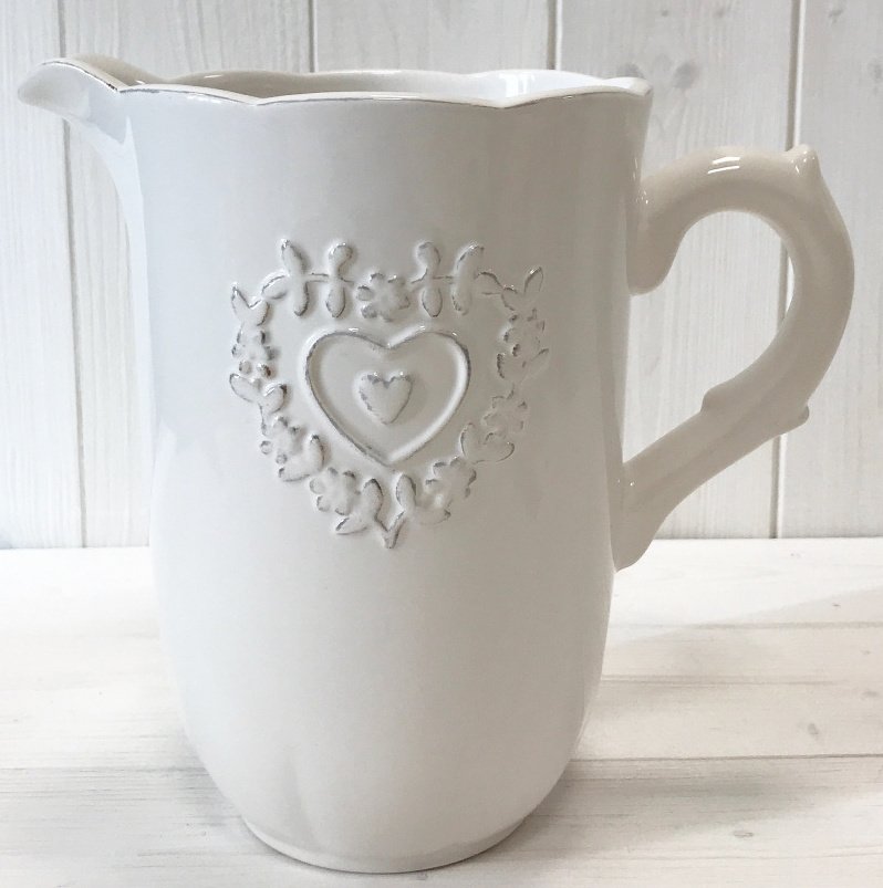 Heart Embossed Jug - White | 46886 | Interior Decor / Jugs & Vases ...